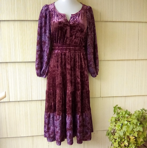 FRYE AND CO. | Dresses | Nwtlovely Boho Burgundy Floral Velvet Dress By ...